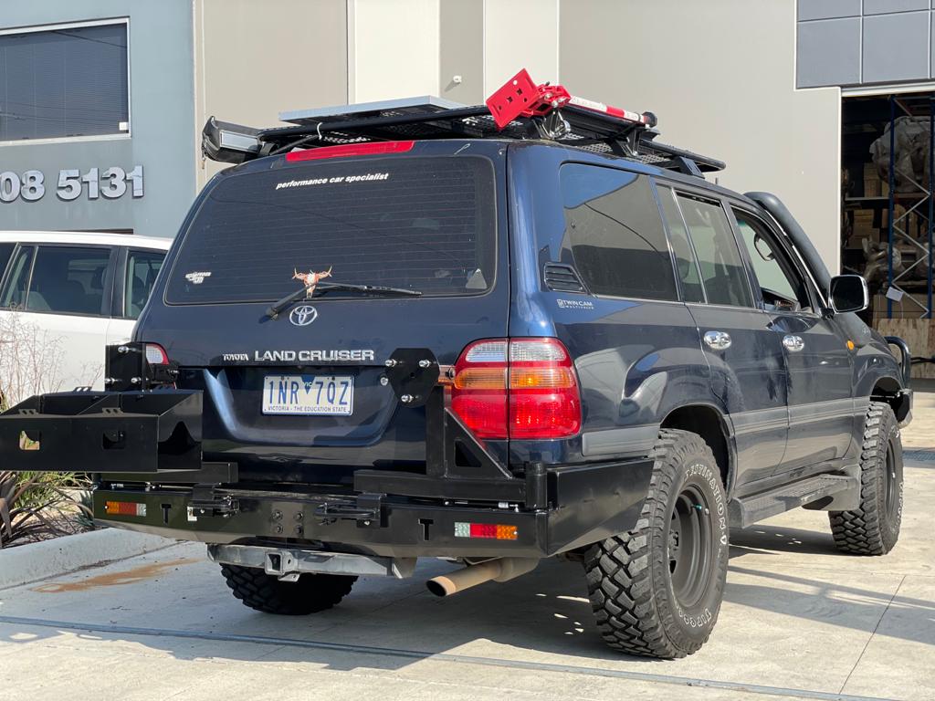 PS4X4 Rear Bar Spare Wheel Carrier Dual to suit Toyota Landcruiser 105 ...