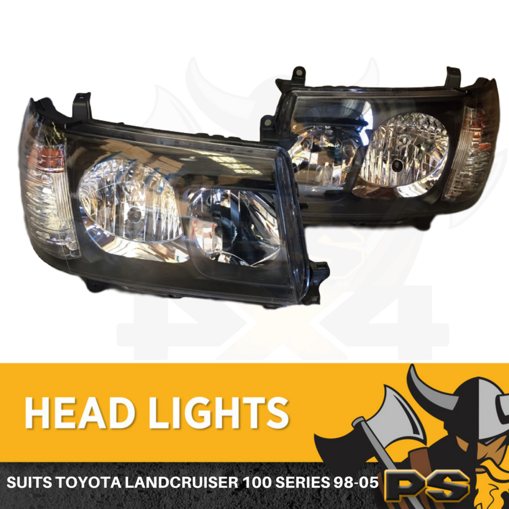 Altezza Black Head Light Set to suit Toyota Landcruiser 100 Series 1998 ...