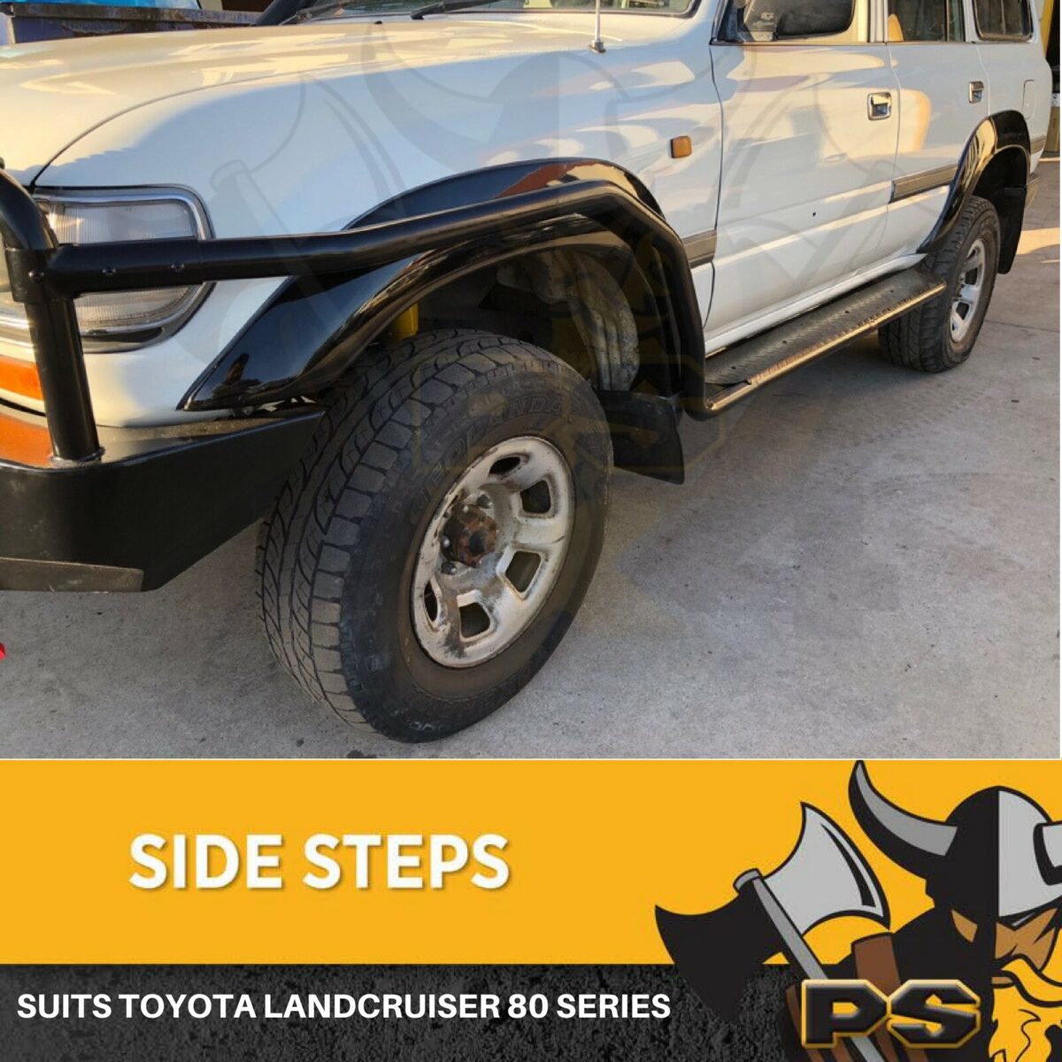 Rocksliders Side Steps Brush Bars to suit Toyota Landcruiser 80 Series ...