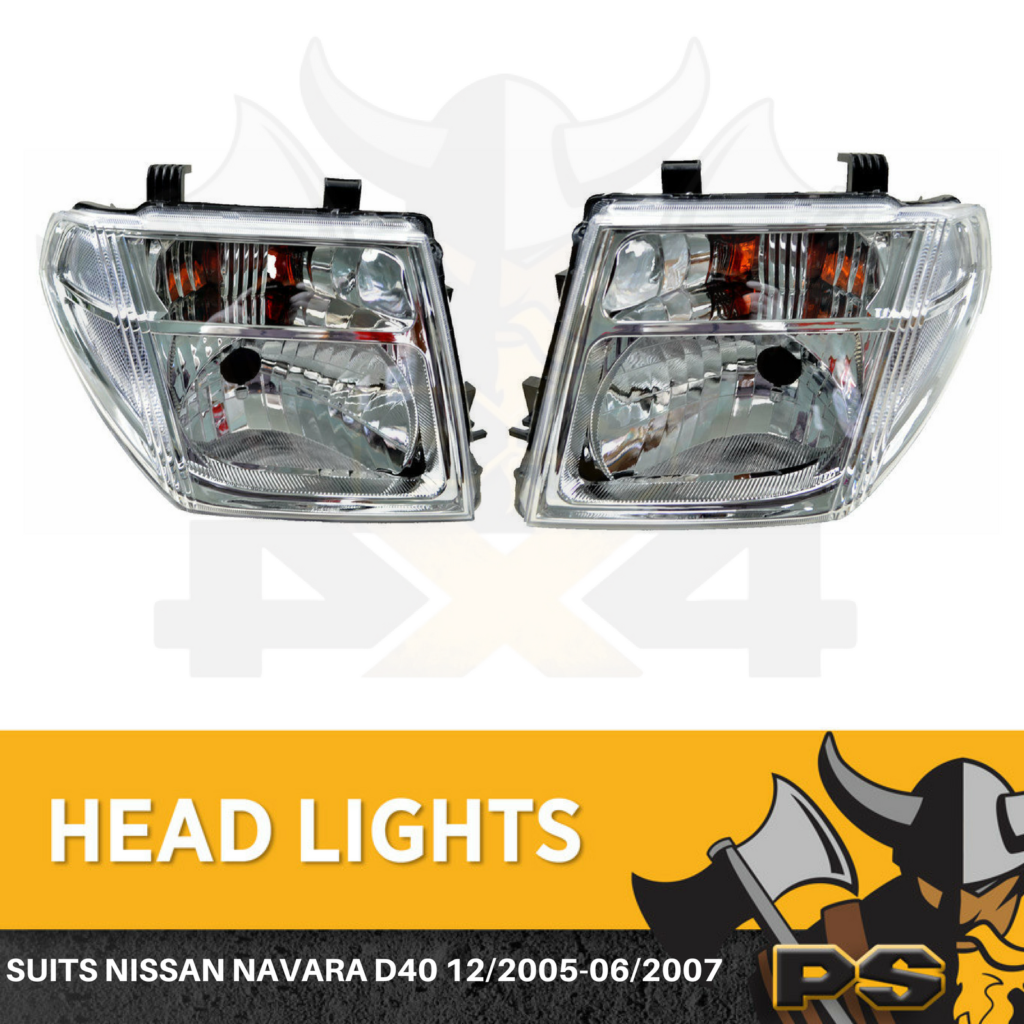 Pair Headlights for Nissan Navara D40 Pathfinder R51 12/05-06/07 Head ...