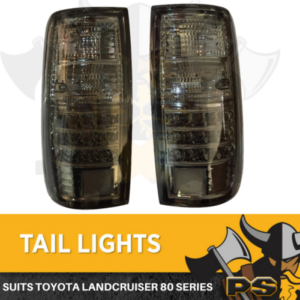 Pair Tail Lights Left + Right Black LED to suit Toyota Landcruiser 80 ...
