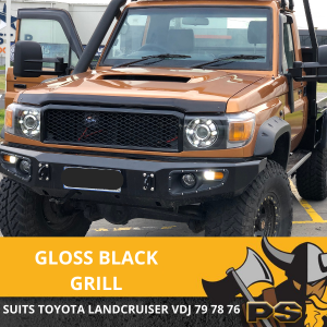 Gloss Black Mesh Grill to suit Toyota Landcruiser VDJ 76 79 78 70 ...