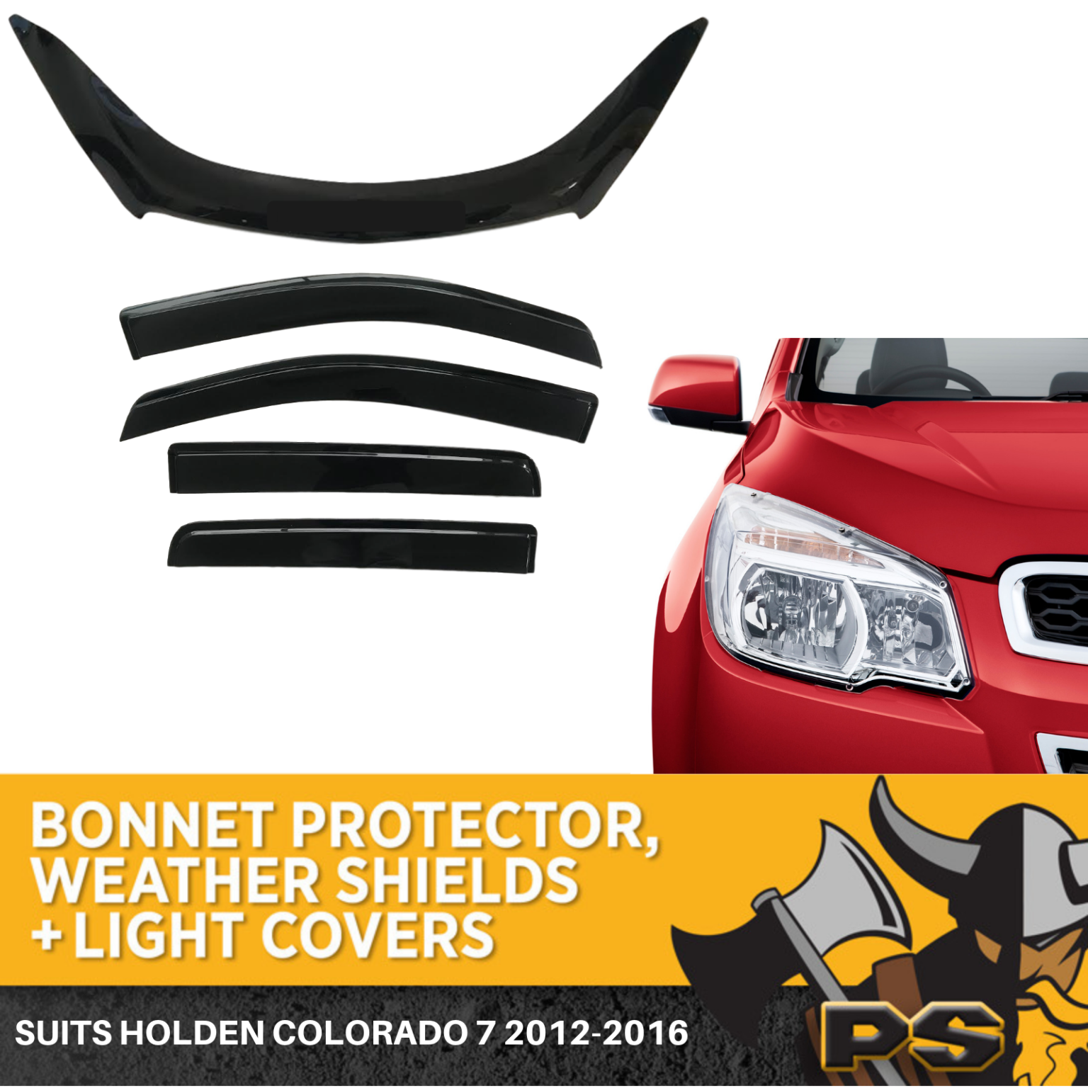Holden Colorado 7 Wagon Bonnet Protector, Weather Shields & Light ...