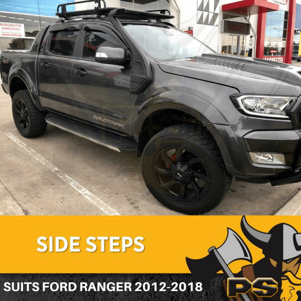 Ford Ranger Wildtrak Black Running Boards Side Steps 2012-2019 Dual Cab ...