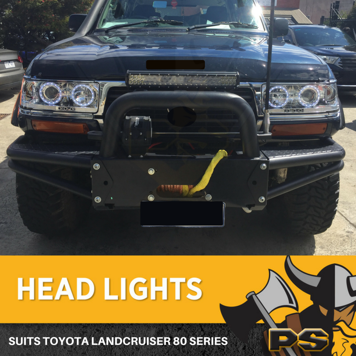 Angel Eye Headlights Clear LED to suit Toyota Land cruiser 80 Series ...